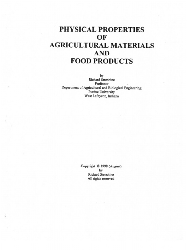 Physical Properties of Agricultural Materials and Food Products - R ...