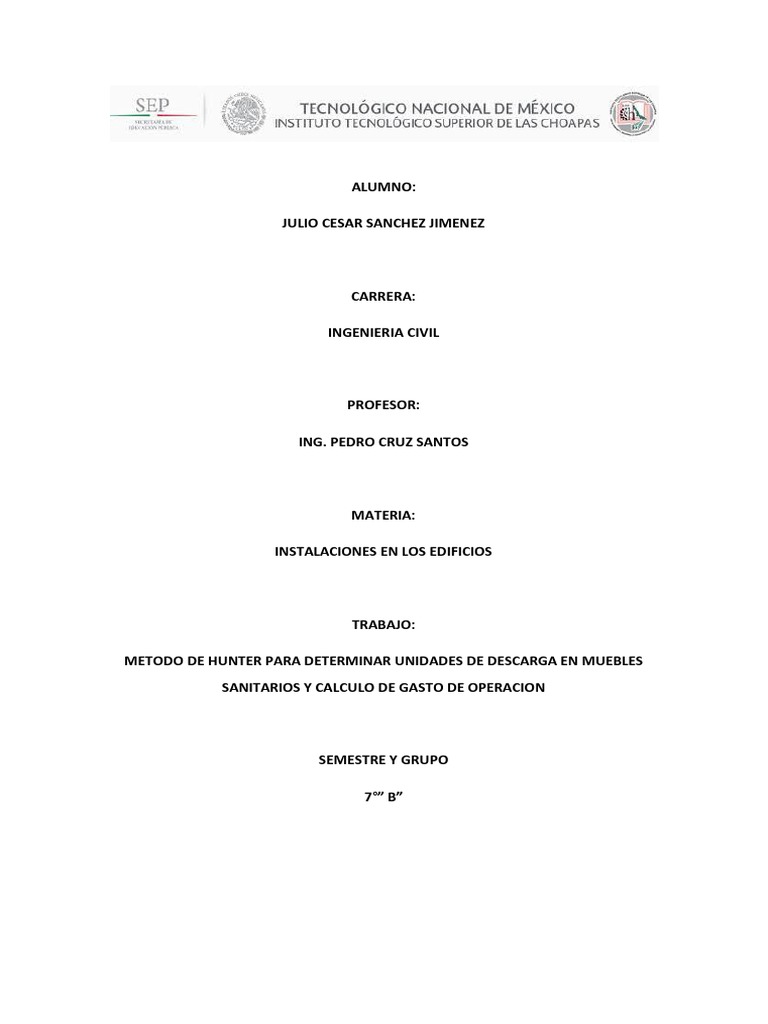 Método Hunter para Cálculo Hidrosanitario | PDF | Materiales ...