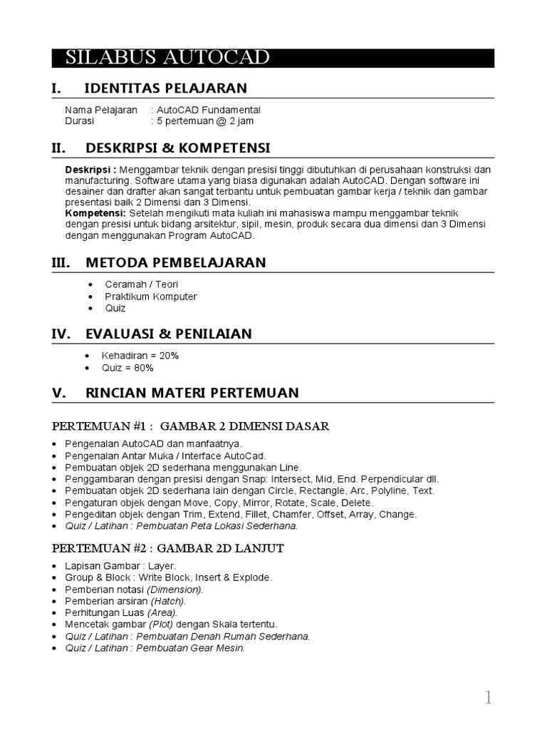 Silabus Autocad | PDF