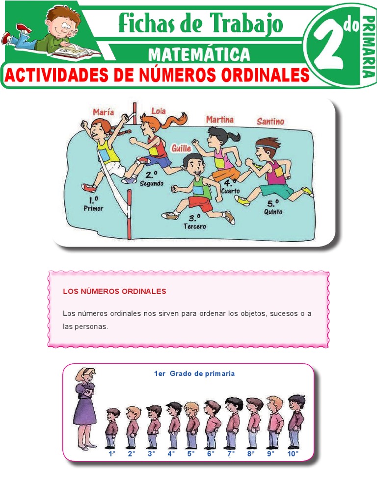 Ejercicios de Números Ordinales 2° Primaria | PDF
