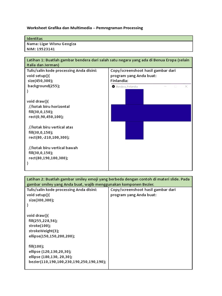 Worksheet Grafika Dan Multimedia - Pemrograman Processing | PDF