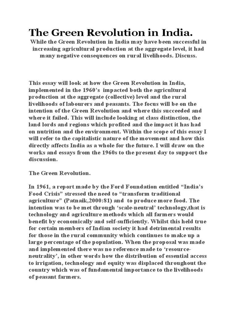 The Green Revolution in India | PDF | Green Revolution | Agriculture