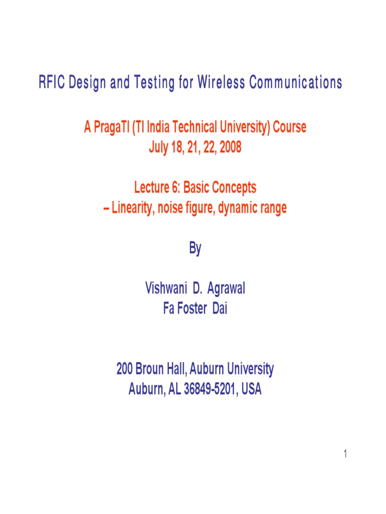 RFIC design concepts - linearity, noise figure and dynamic range | PDF ...