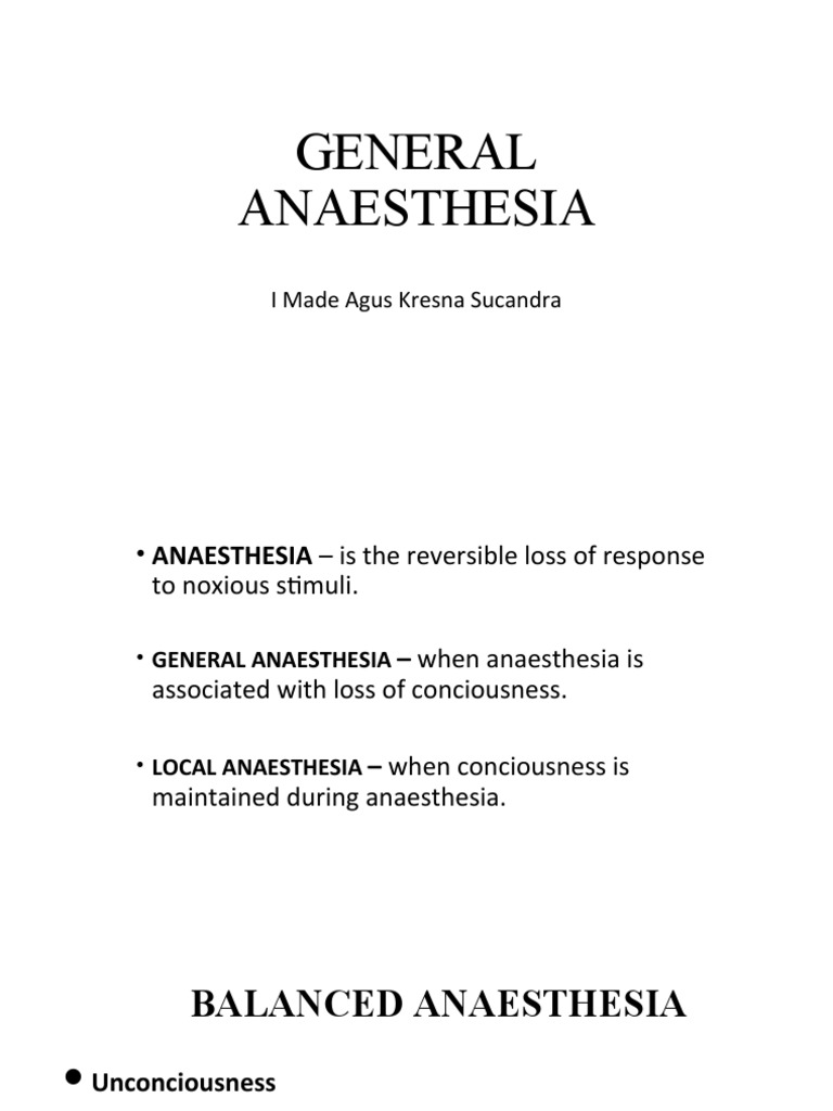 General Anesthesia | PDF | Anesthesia | Pharmacology