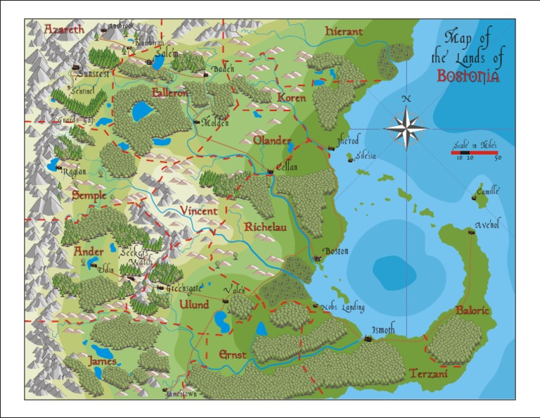 Runebearer Map of The Lands of Bostonia | PDF