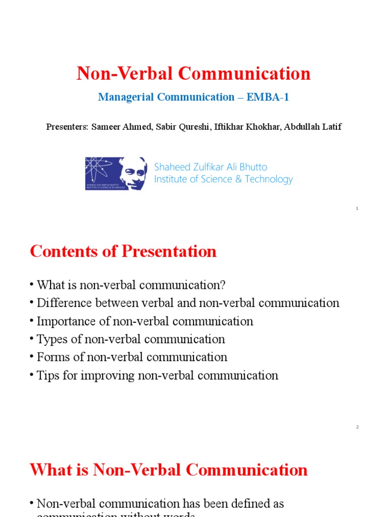 Presentation On Non-Verbal Communication | PDF | Nonverbal ...