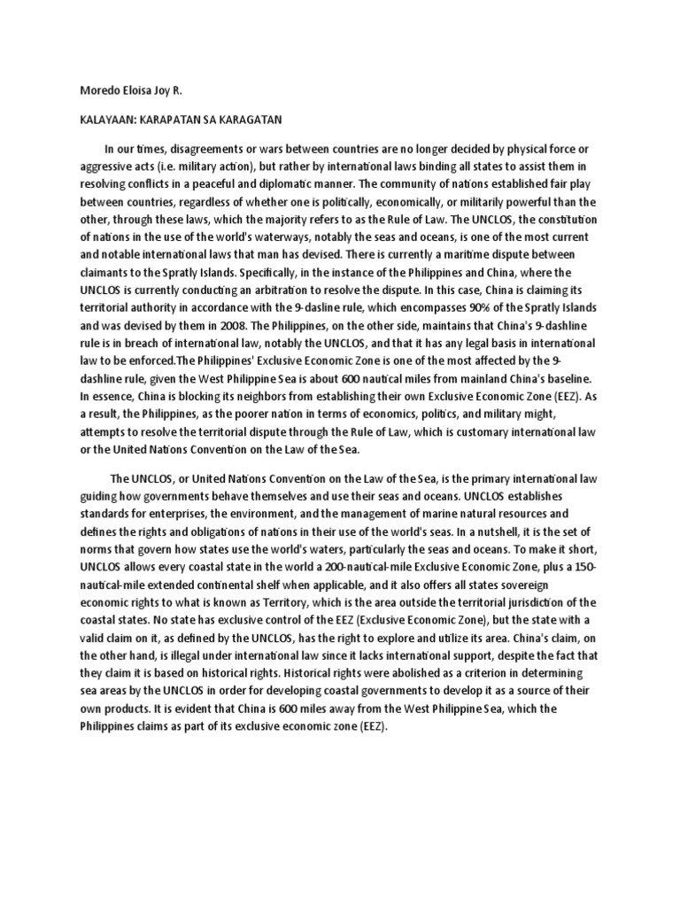 Kalayaan-Karapatan Sa Karagatan - Moredo | PDF | Exclusive Economic ...