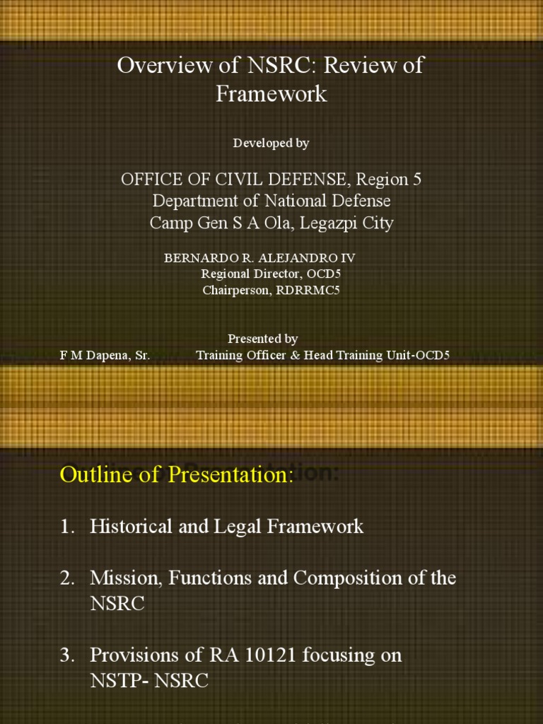 Overview of NSRC | PDF | Government | Disaster And Accident