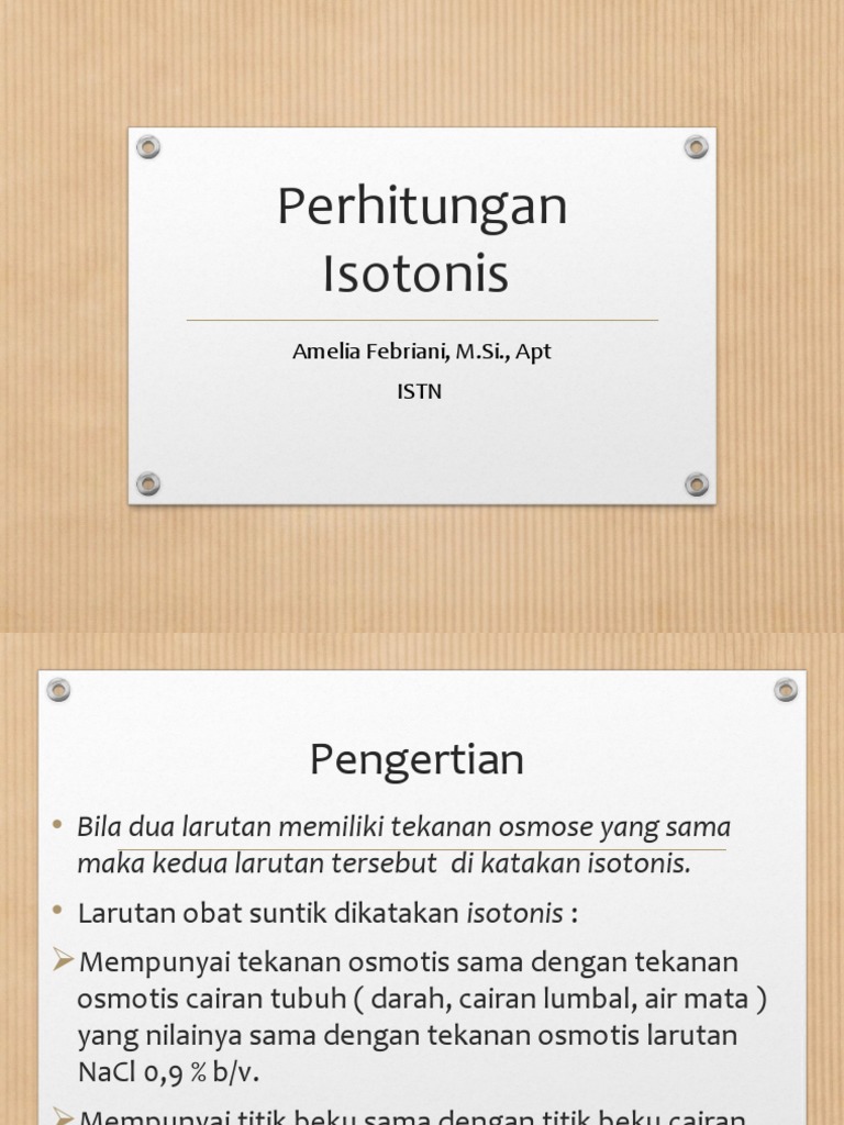 Pengertian dan Perhitungan Isotonis | PDF | Kesehatan Holistik