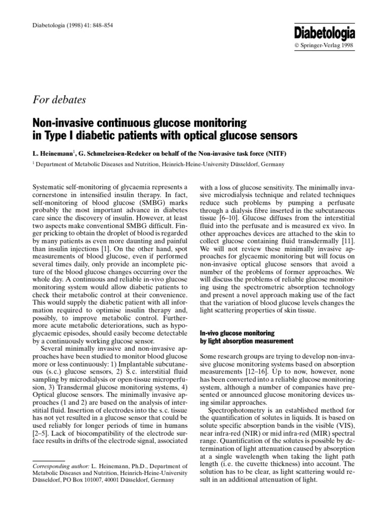 Non-Invasive Continuous Glucose Monitoring | PDF | Scattering ...