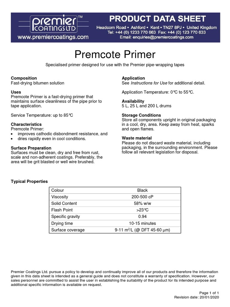 TDS - Premcote Primer | PDF | Industries | Industrial Processes