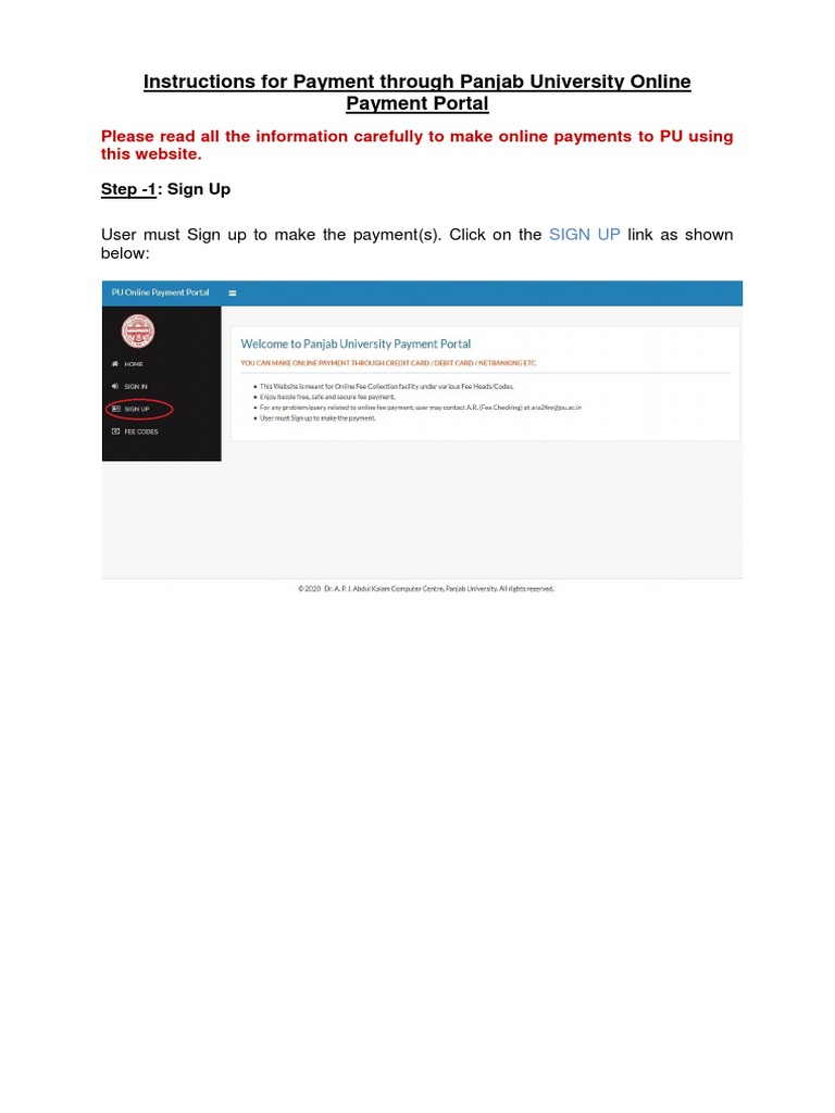 PU Online Payment Portal Instructions | PDF | Financial Transaction ...