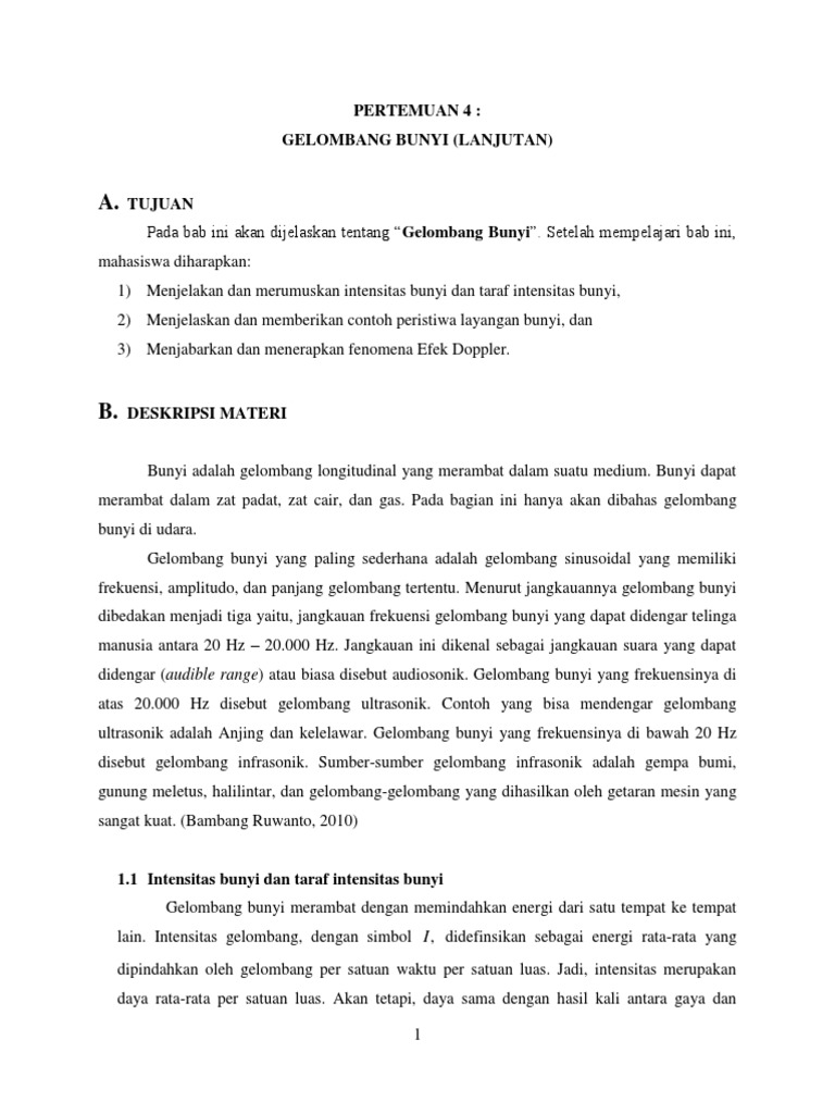 Pertemuan Ke 4 - Gelombang Bunyi (Lanjutan) | PDF