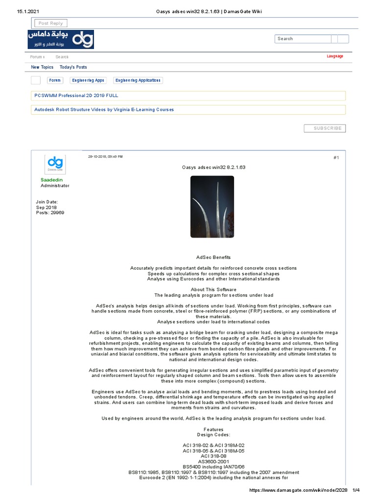 Oasys Adsec Win32 8.2.1.63 - DamasGate Wiki | PDF | Fibre Reinforced Plastic | Beam (Structure)