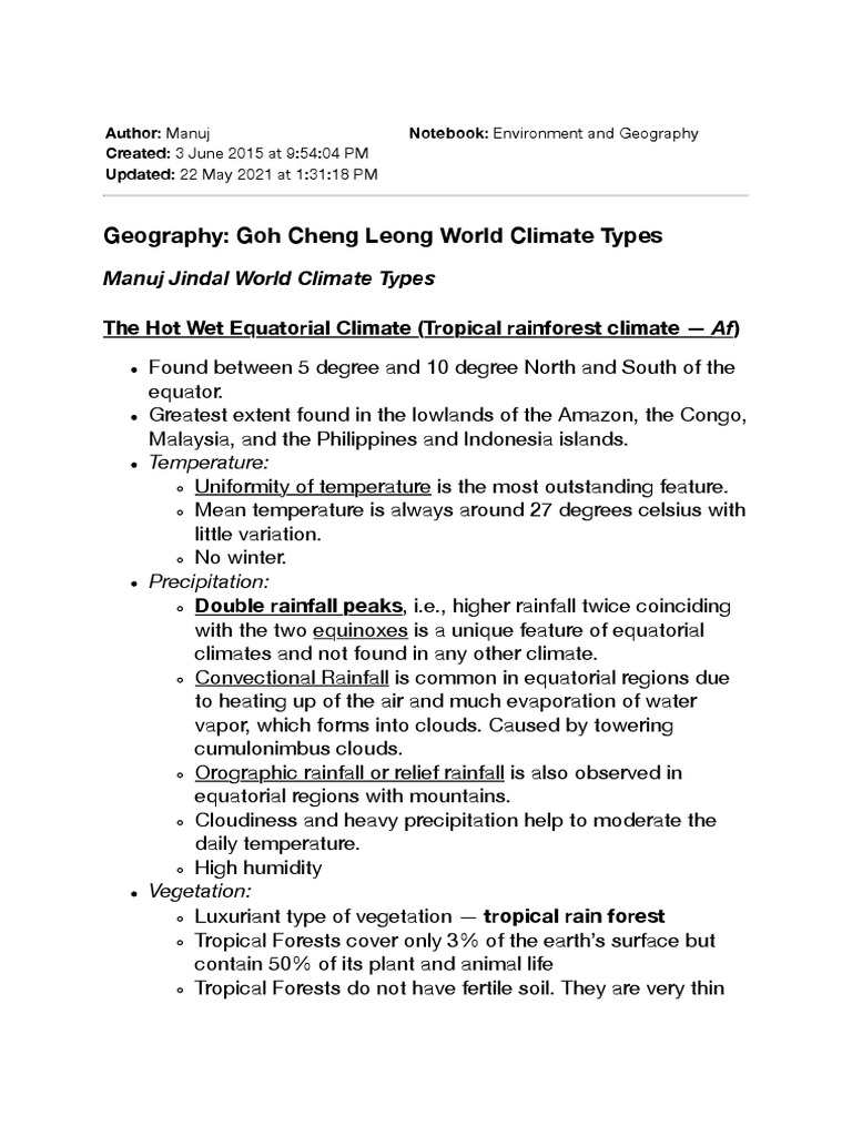 Manuj Jindal IAS GC Leong World Climate Types | PDF | Precipitation ...