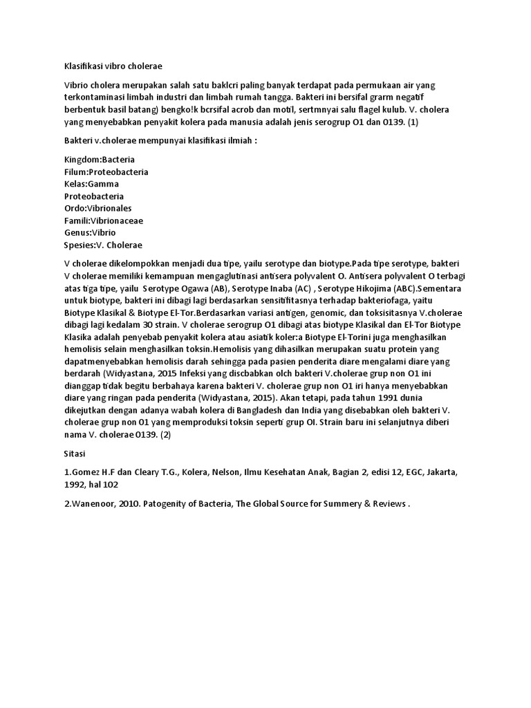 Klasifikasi V.cholerae | PDF