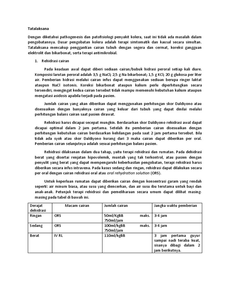 Tatalaksana dan Terapi Kolera | PDF