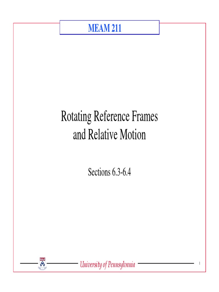 Kinematics Rotating Frames | PDF | Velocity | Acceleration