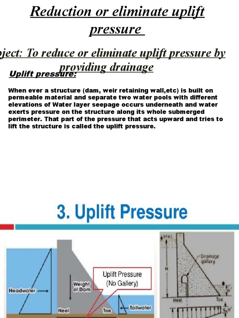 Object: To Reduce or Eliminate Uplift Pressure by Providing Drainage ...