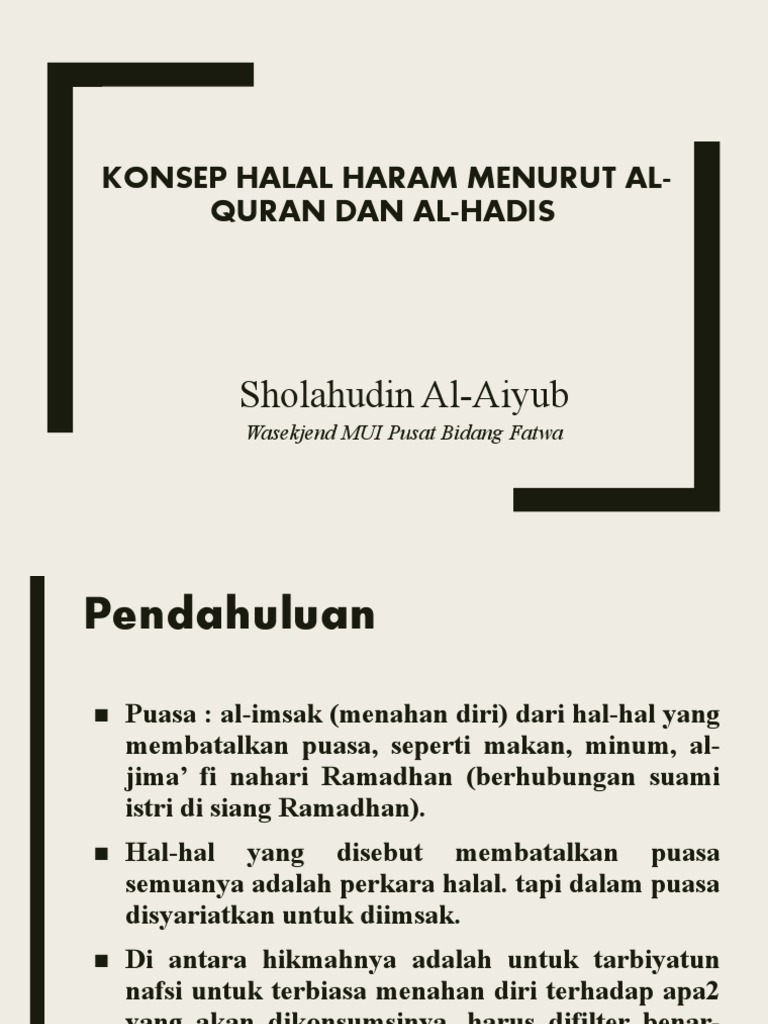 Konsep Halal Dan Haram Menurut Al-Quran Dan Hadis | PDF