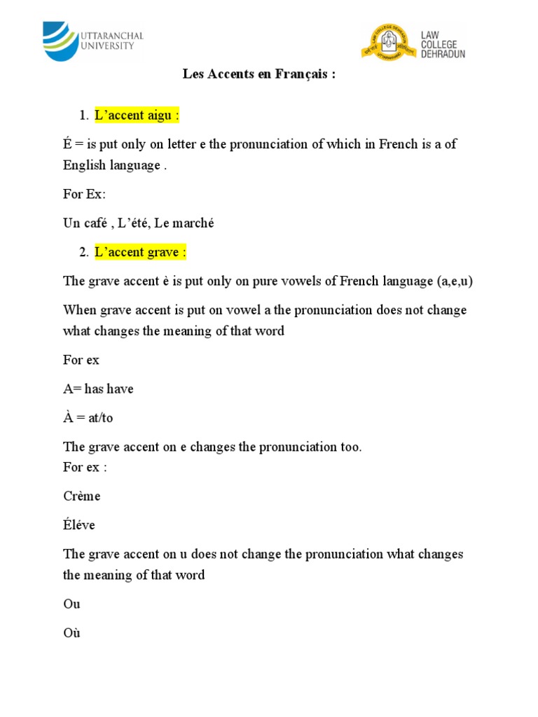 Les Accents en Français | PDF