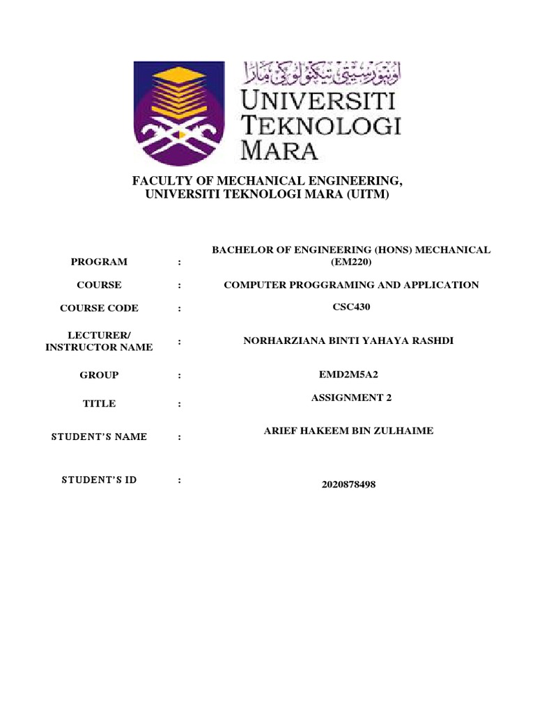 Faculty of Mechanical Engineering, Universiti Teknologi Mara (Uitm ...