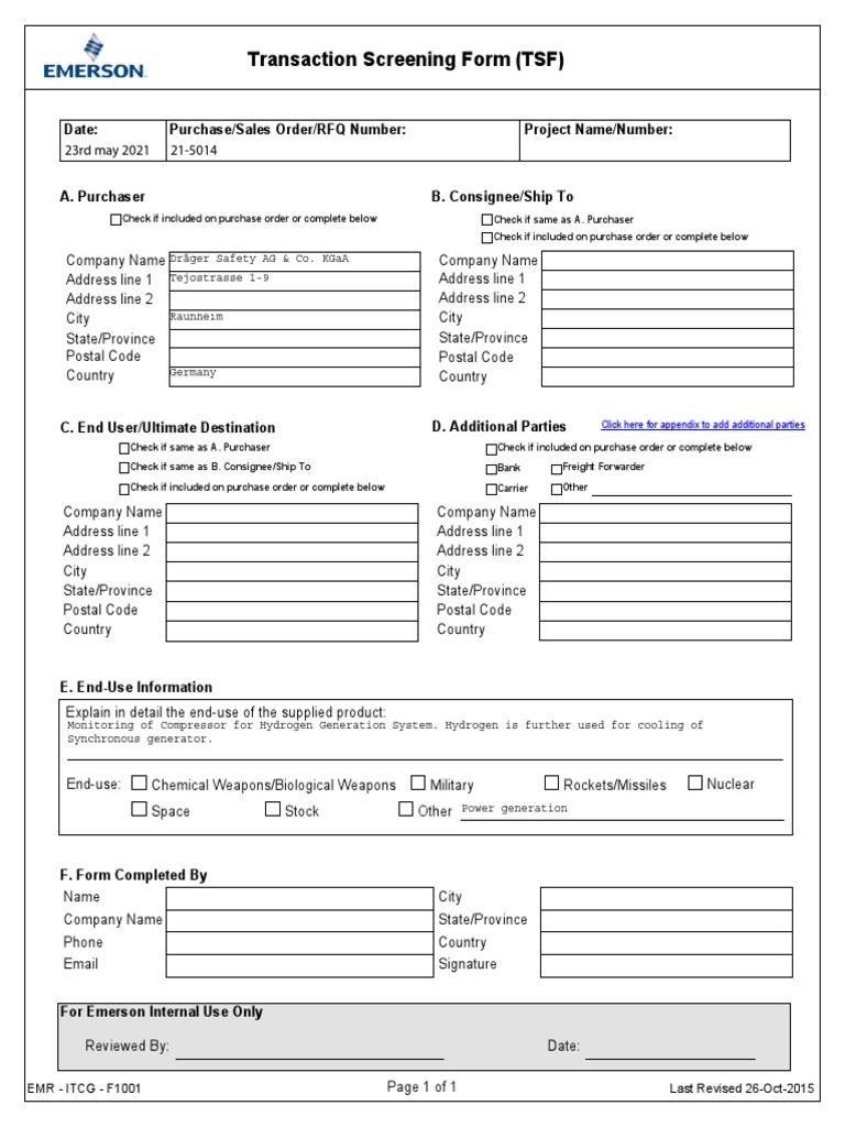Transaction Screening Form Overview | PDF | Science | Technology (General)