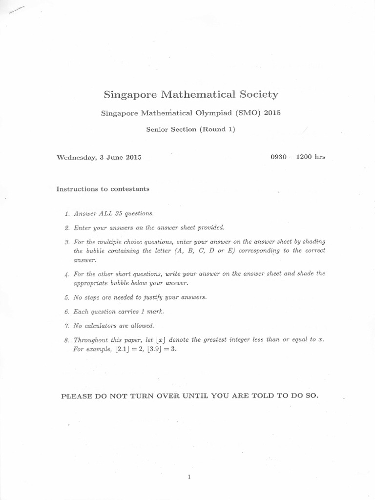 SMO 2015 Senior Section Paper | PDF | Triangle | Rectangle