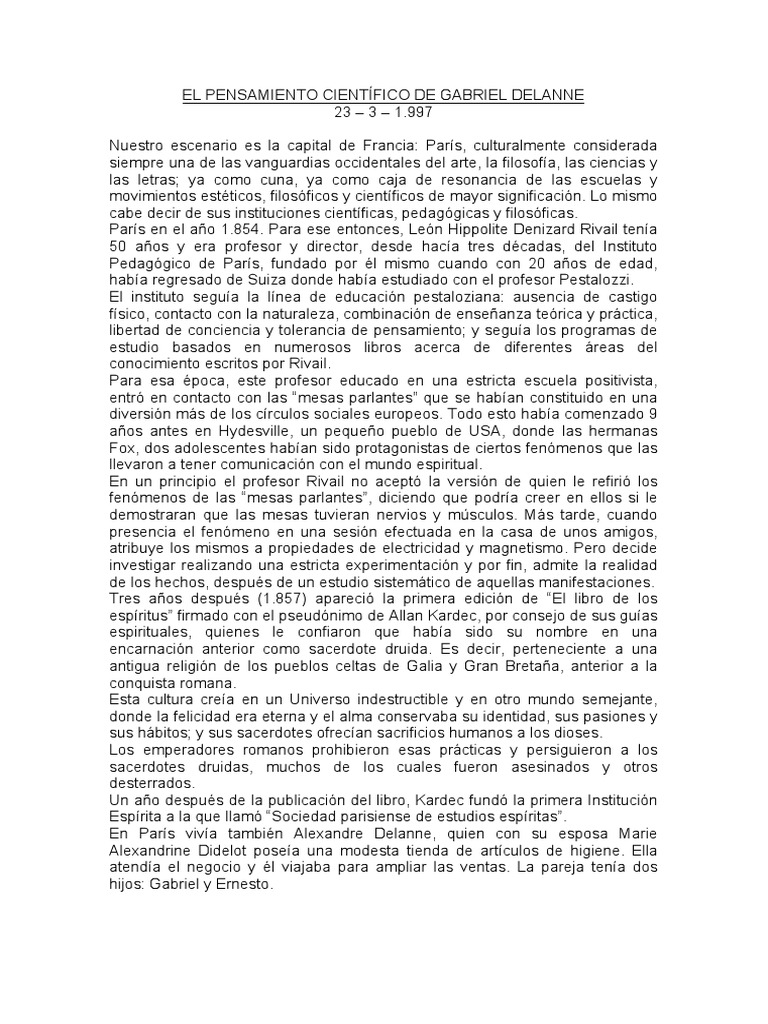 Pensamiento Científico de Gabriel Delanne | PDF | Espiritismo | Alma