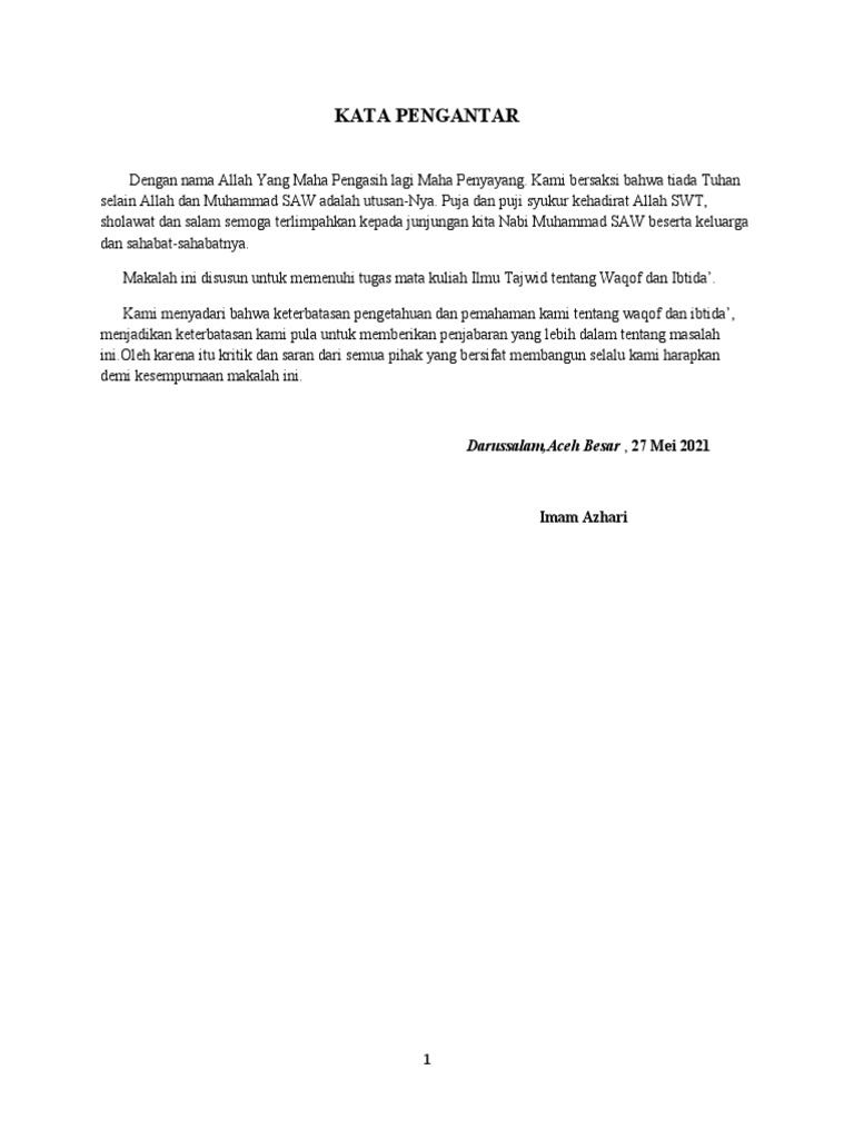 Tajwid II (Waqaf, Ibtida) | PDF