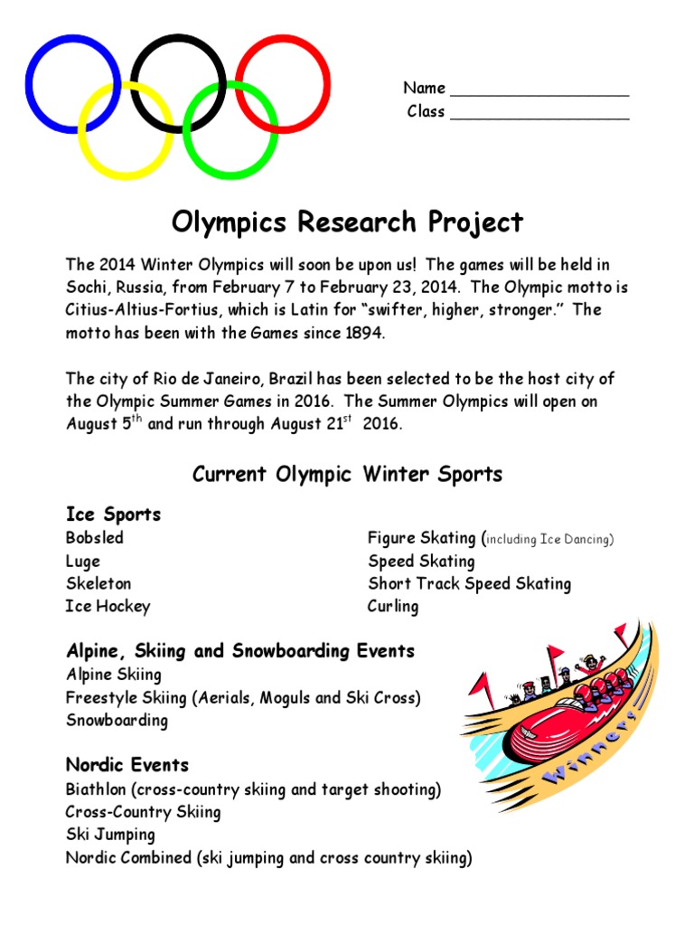 Olympics Research Project Guide | PDF | Olympic Games | International ...