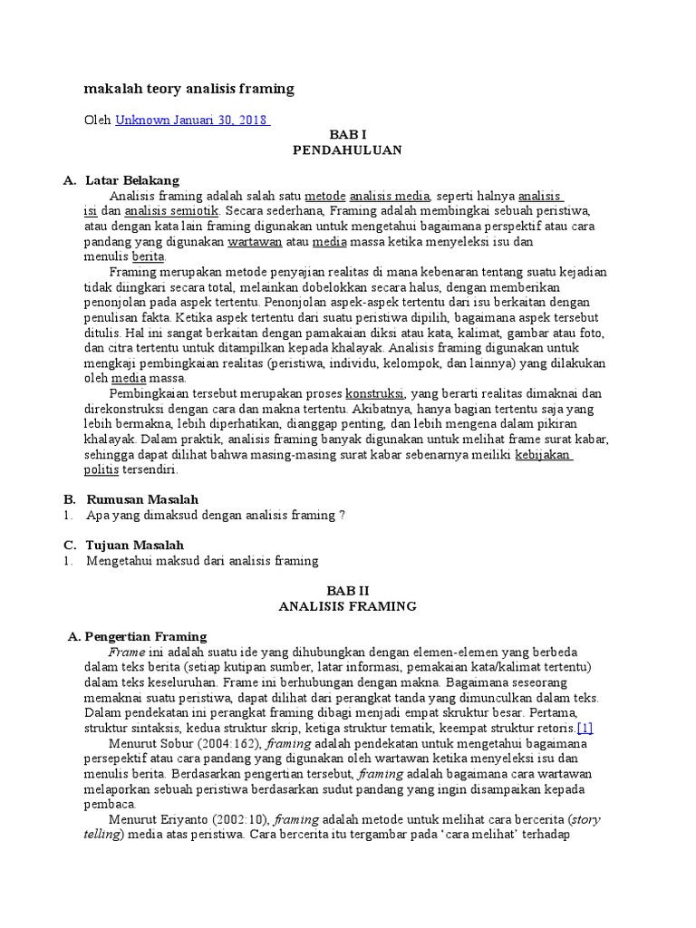 Analisis Teori Framing Media | PDF