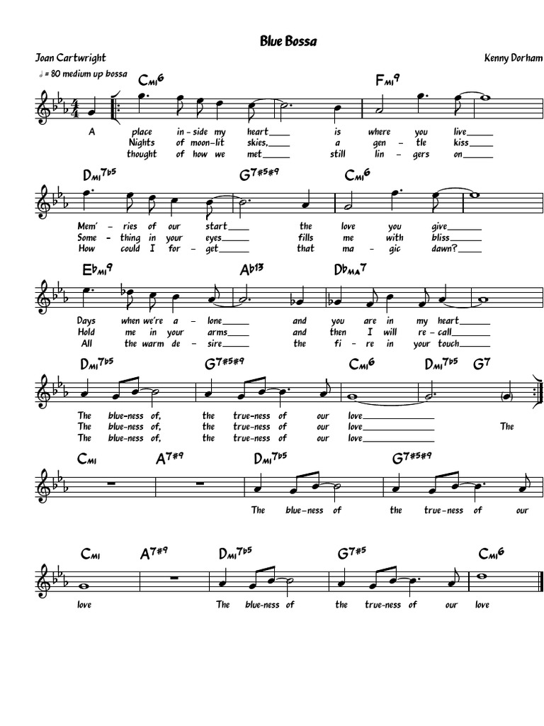 Blue Bossa Blue Bossa: Joan Cartwright Kenny Dorham | PDF
