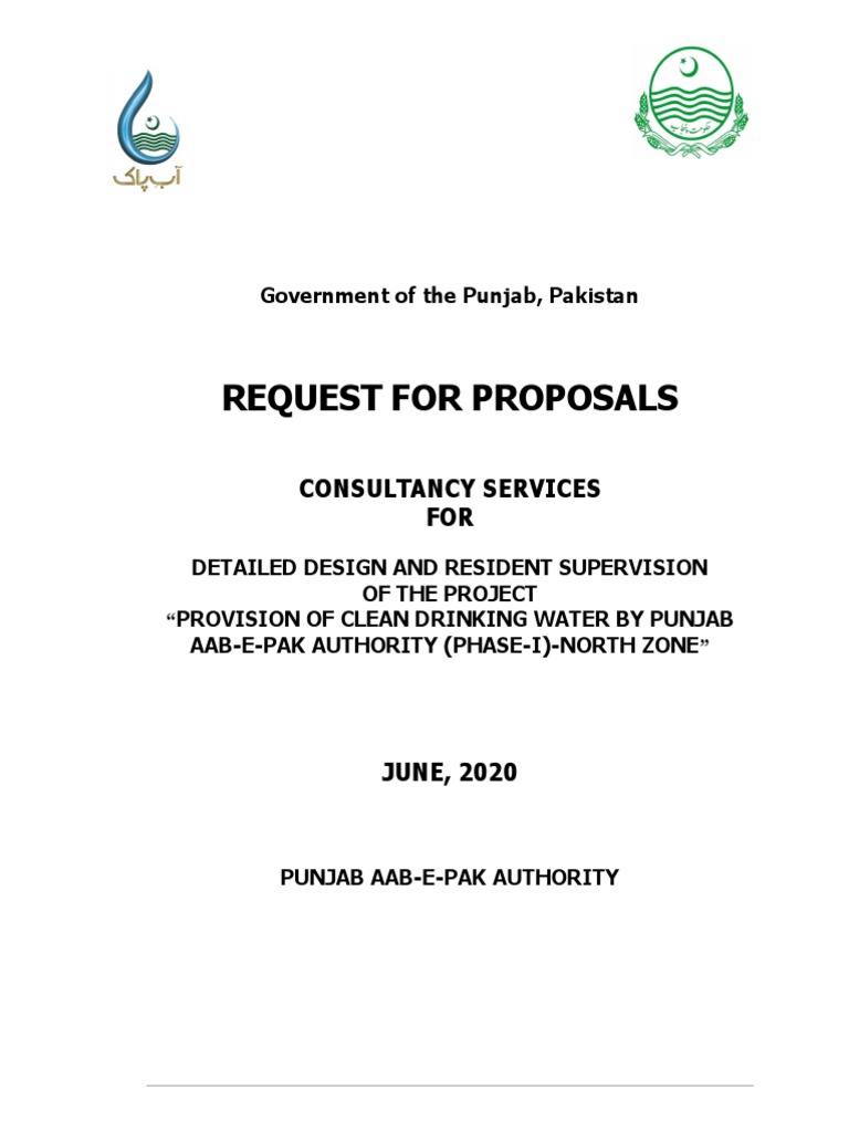 RFP - Provision of Clean Drinking Water by PAPA (Ph-I) For NORTH ZONE ...