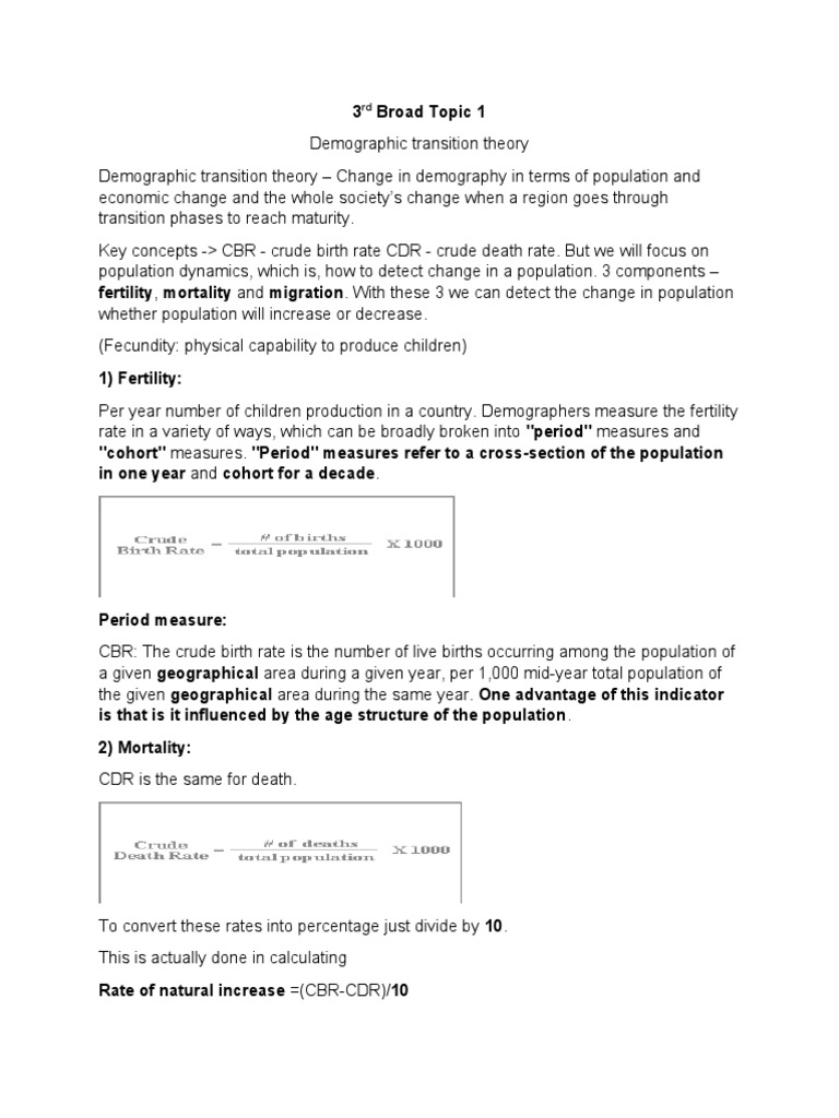 Topic 5 Demographic Transition Theory | PDF | Human Migration | Demography