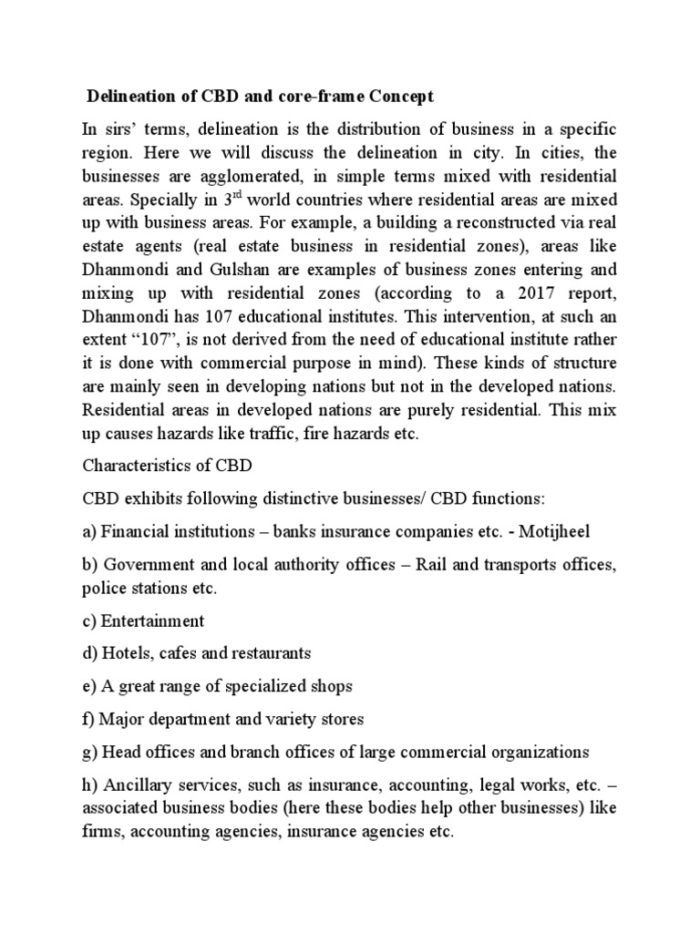 Understanding CBD and Core-Frame Concepts | PDF | Retail | Traffic