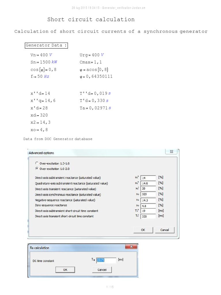 Short Circuit Calculation Details | PDF | Electrical Impedance ...