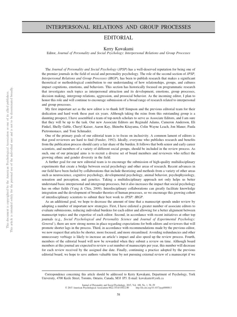Interpersonal Relations and Group Processes | PDF | Social Psychology ...