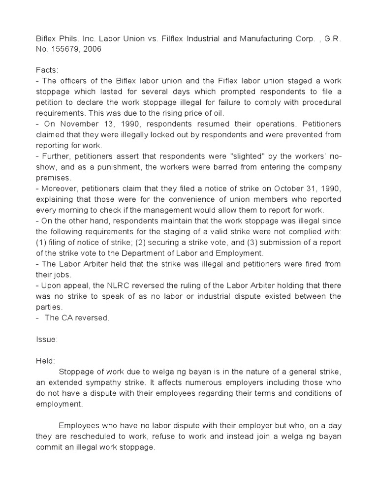 Biflex Phils. Inc. Labor Union vs. Filflex Industrial and Manufacturing ...