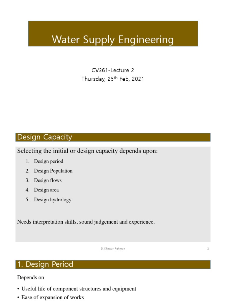 Lecture - 2 - Design Capacity | PDF | Logistic Function | Water Supply
