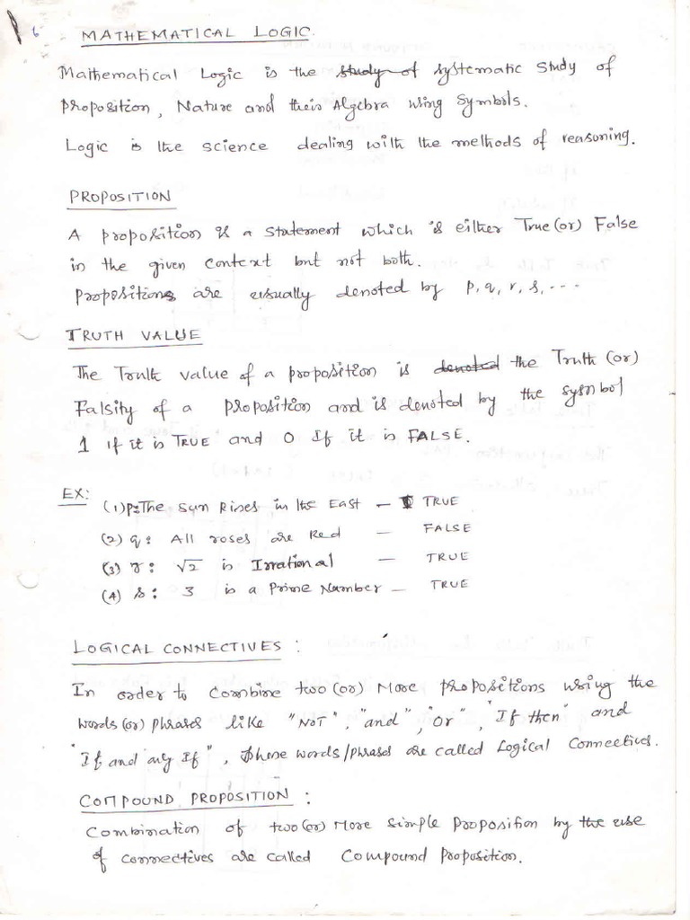UNIT 4-Mathematical Logic (18MAT11) | PDF