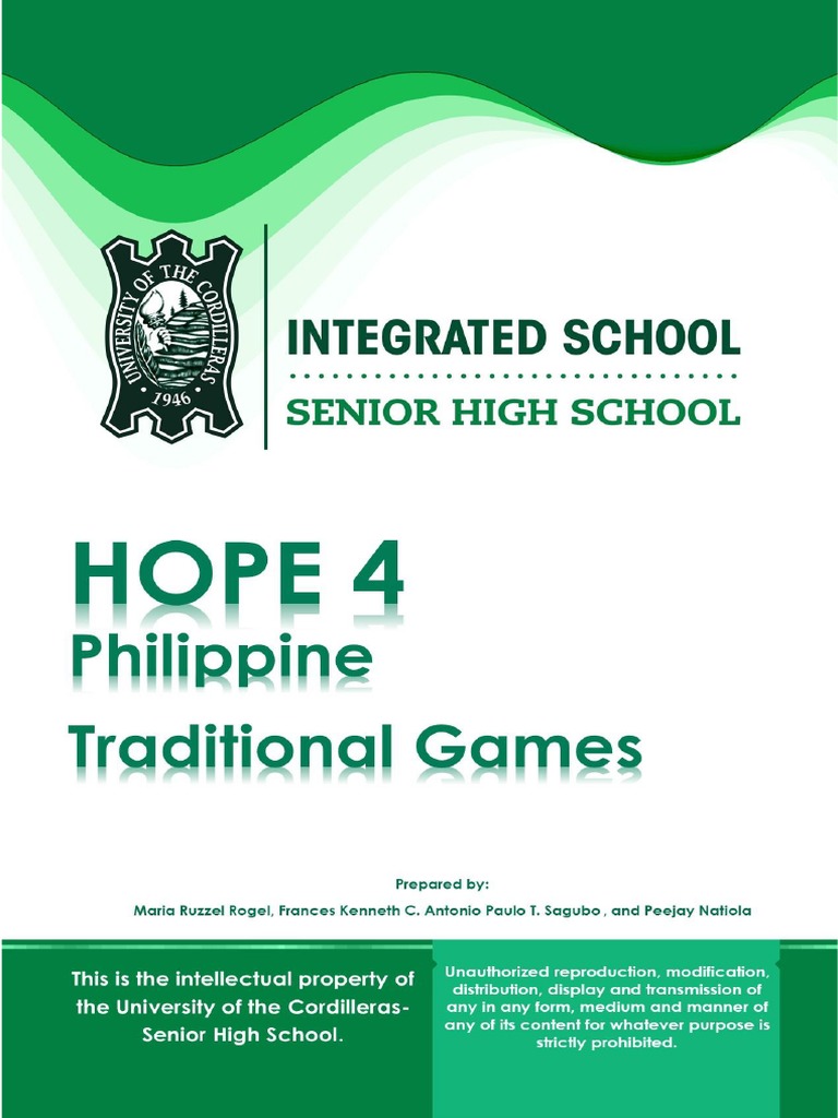 HOPE 4: Philippine Traditional Games Grade Level/Section: Grade 12 ...