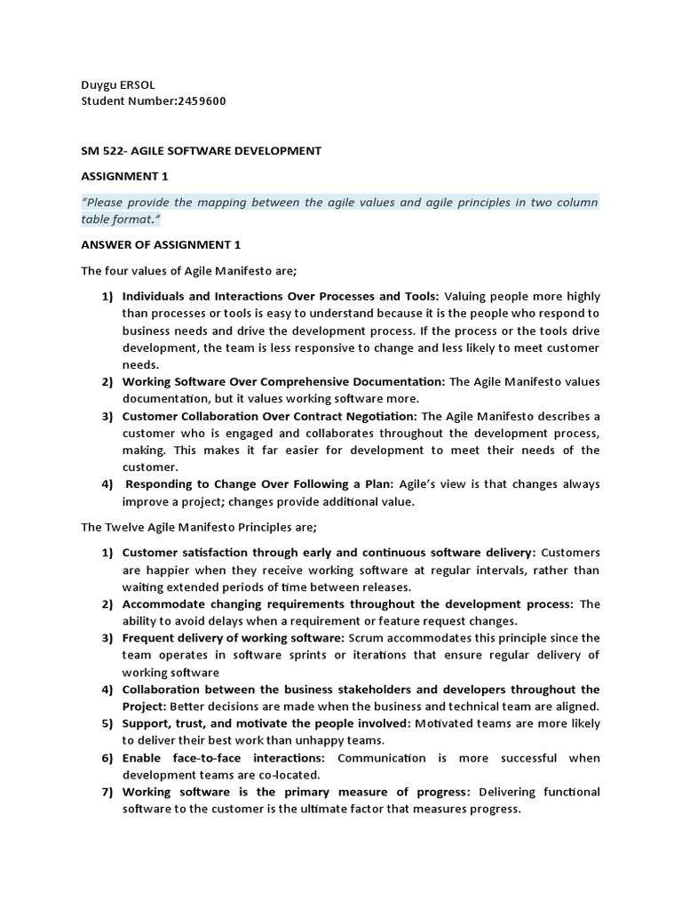 SM522 Assignment1 DuyguErsol | PDF | Agile Software Development | Human Nature