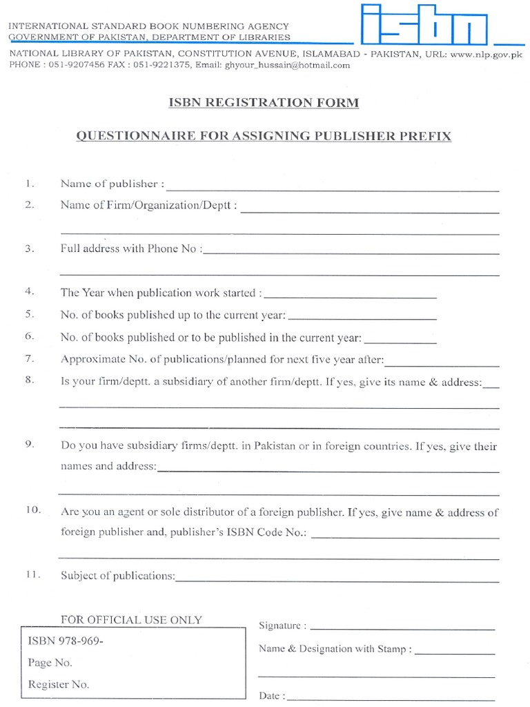 ISBN Form | PDF