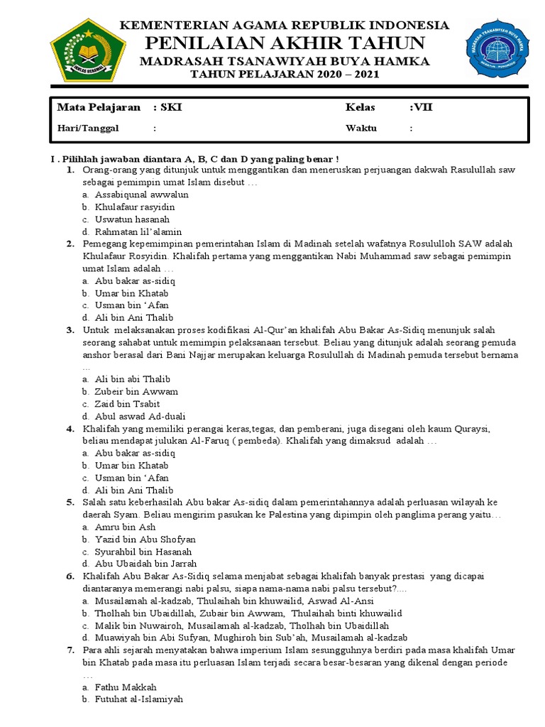 04 Soal Ski 7 Pat 2021 | PDF