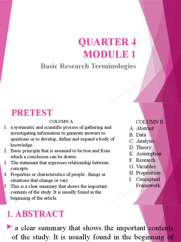 Quarter 4: Basic Research Terminologies | PDF | Survey Methodology ...
