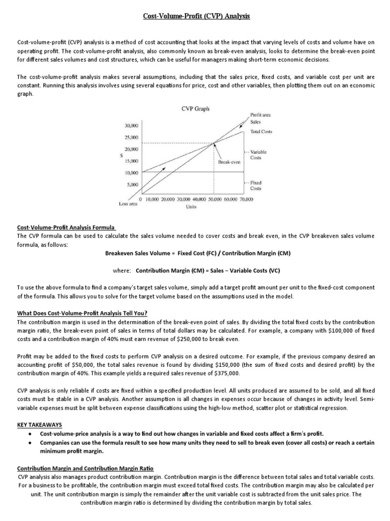 Cost-Volume-Profit (CVP) Analysis | PDF | Financial Accounting ...