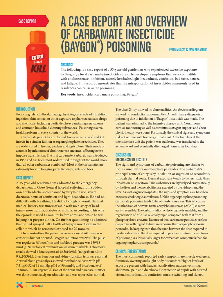 A Case Report and Overview of Carbamate Insecticide Baygon Poisoning ...