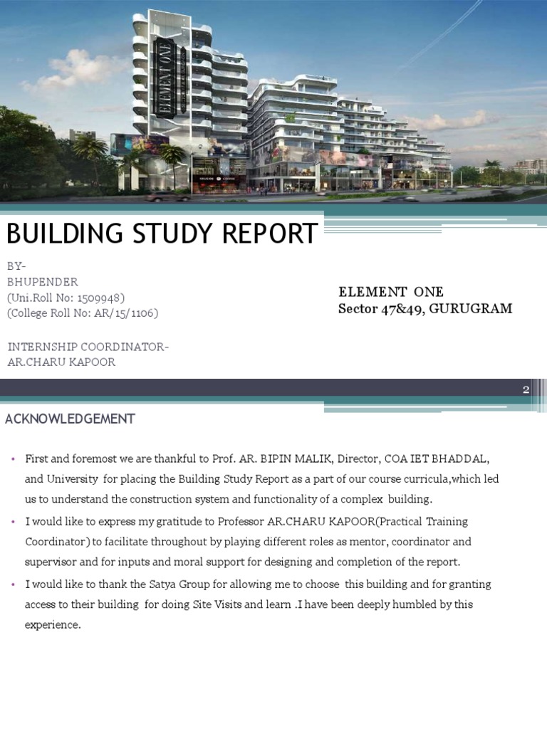 Study Report-Element One, Gurgaon | PDF | Stairs | Elevator