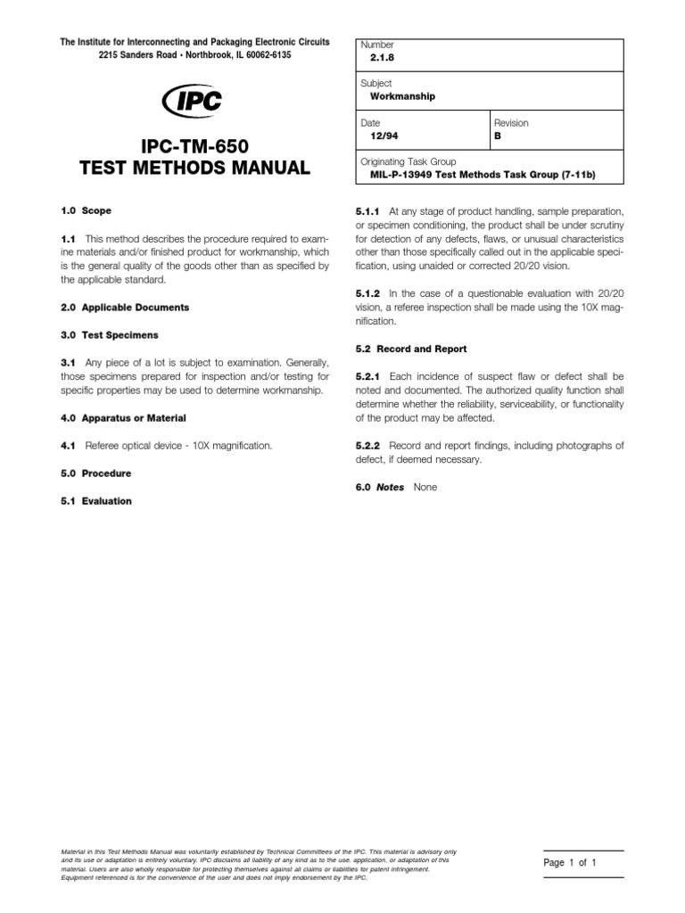 IPC-TM-650 Test Methods Manual | PDF | Test (Assessment) | Business